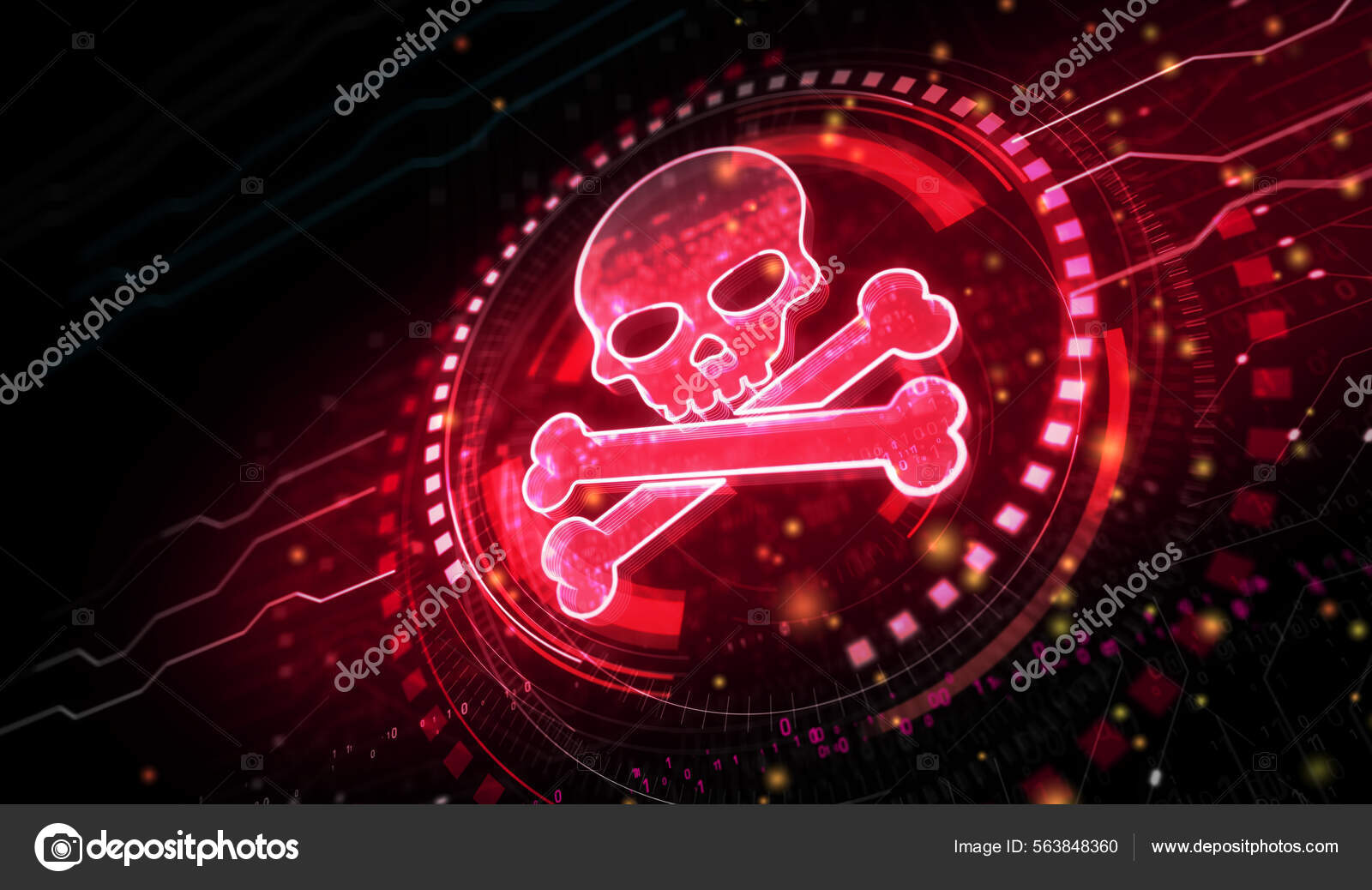Skull Pirate Online Cyberattack Hack Threat Breach Security Symbol ...