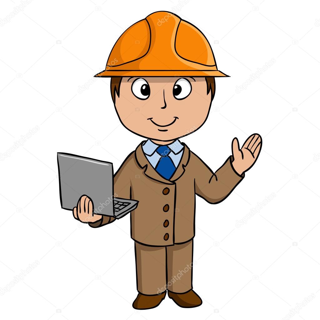 Ingeniero de dibujos animados con el cuaderno — Vector de stock ...