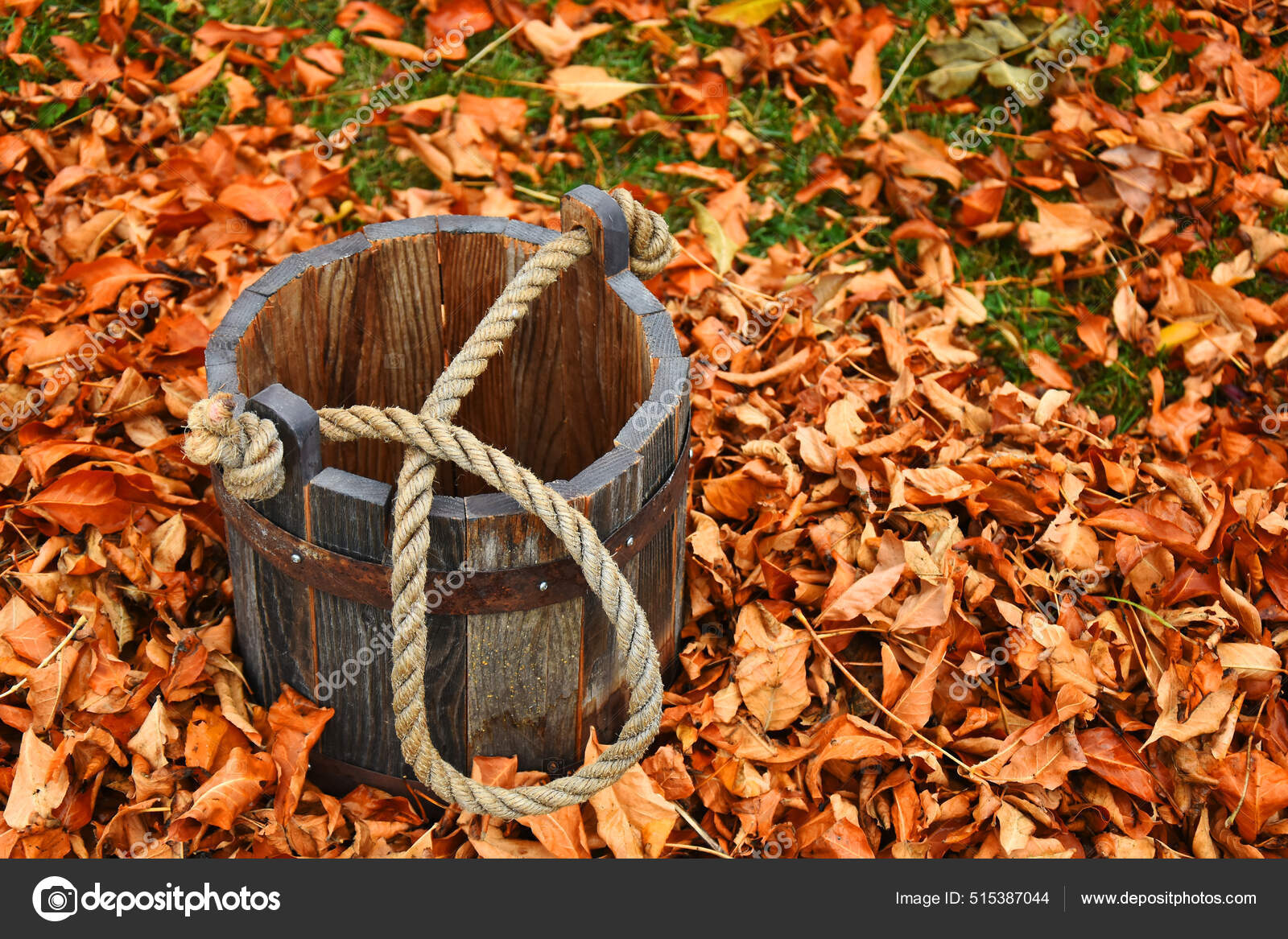 Image Old Vintage Wooden Pail Rope Handle Pile Brightly Colored — Stock ...