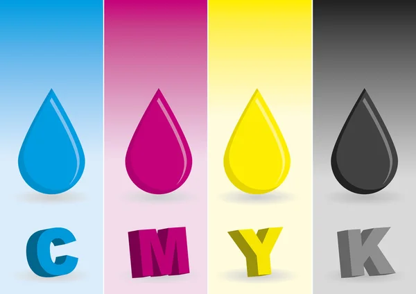 CMYK CMJN ink drops. Print concept vector illustration. — Stock Vector ...