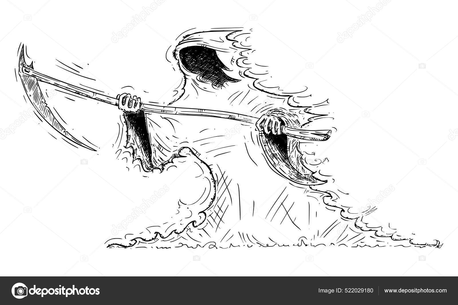 Sensenmann Zeichnung Mit Bleistift