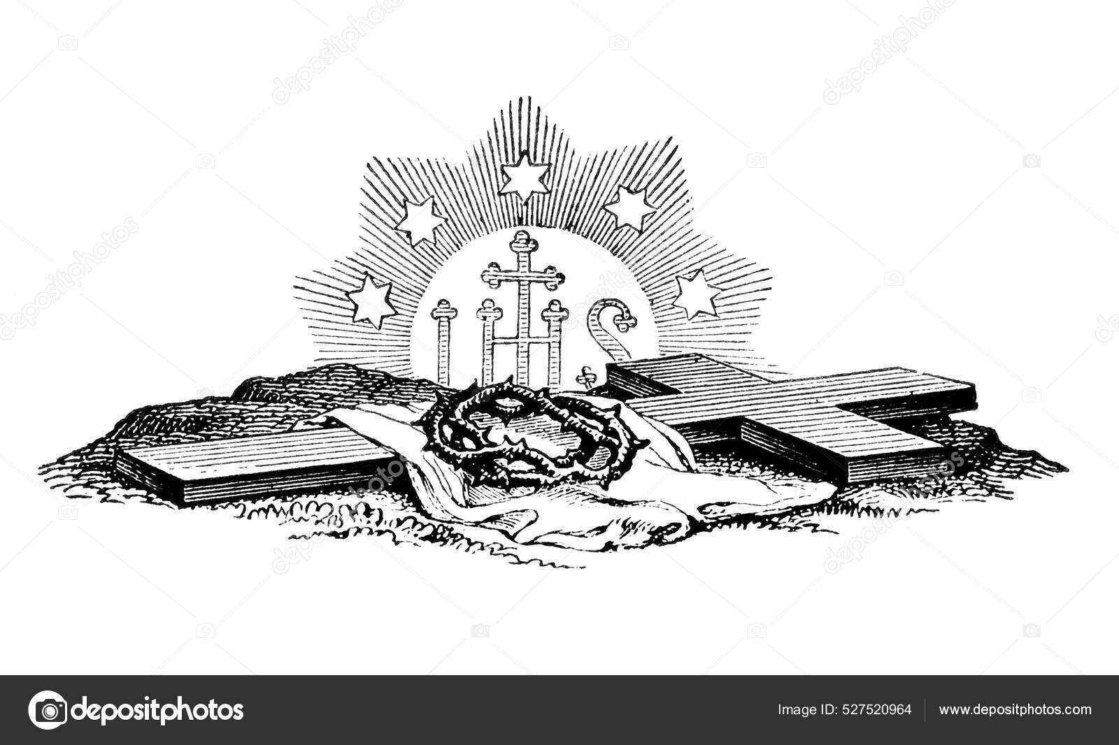 Text Divider With with Jesus Christ Cross, Crown of Thorns and IHS ...