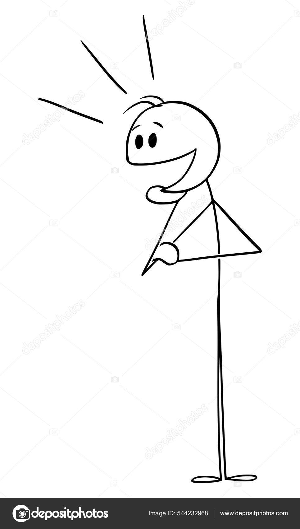 Happy Enthusiastic Smiling Person Watching something , Vector Cartoon ...