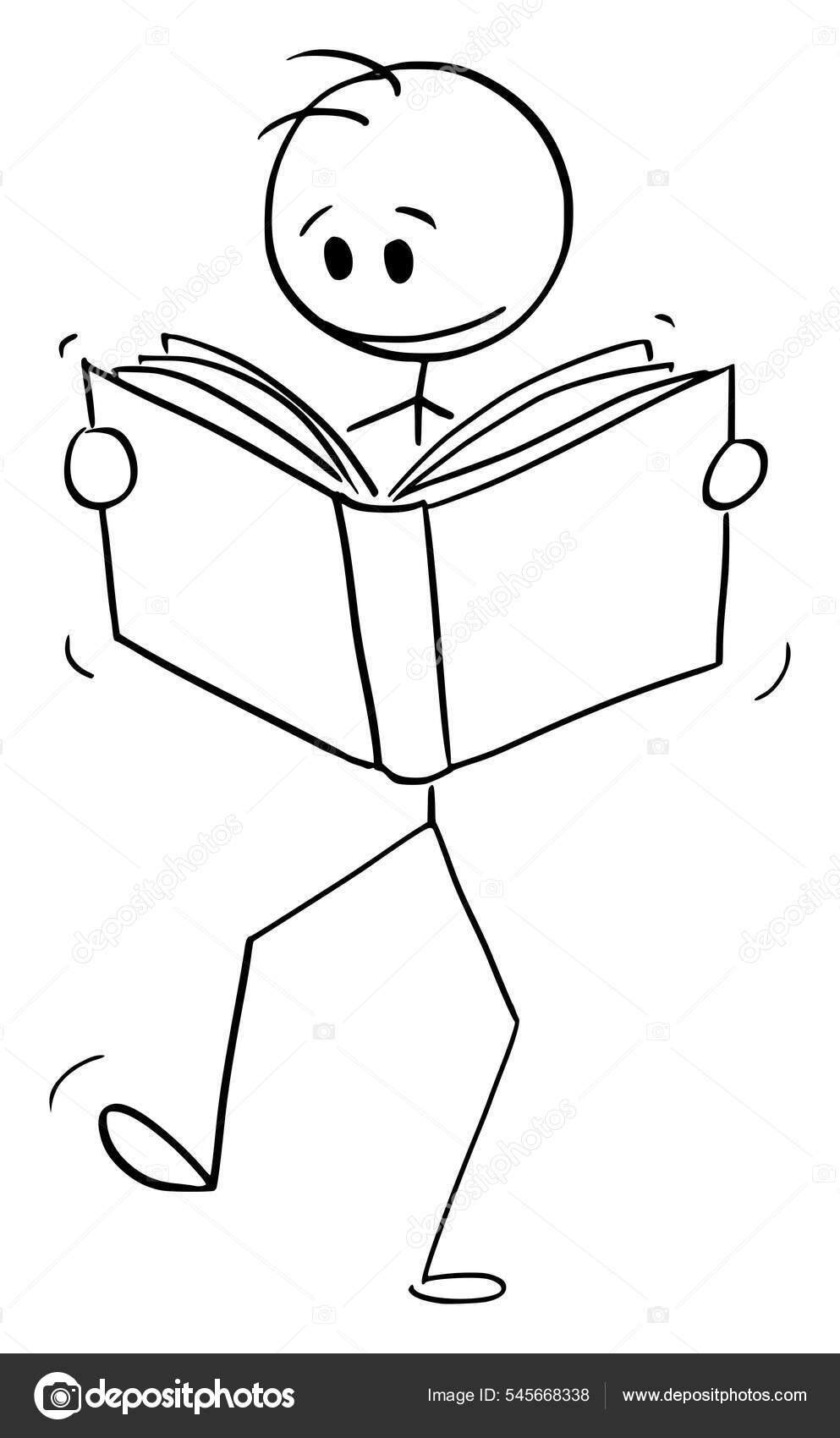 Libro de lectura y caminata de la persona del lector, ilustración de la ...