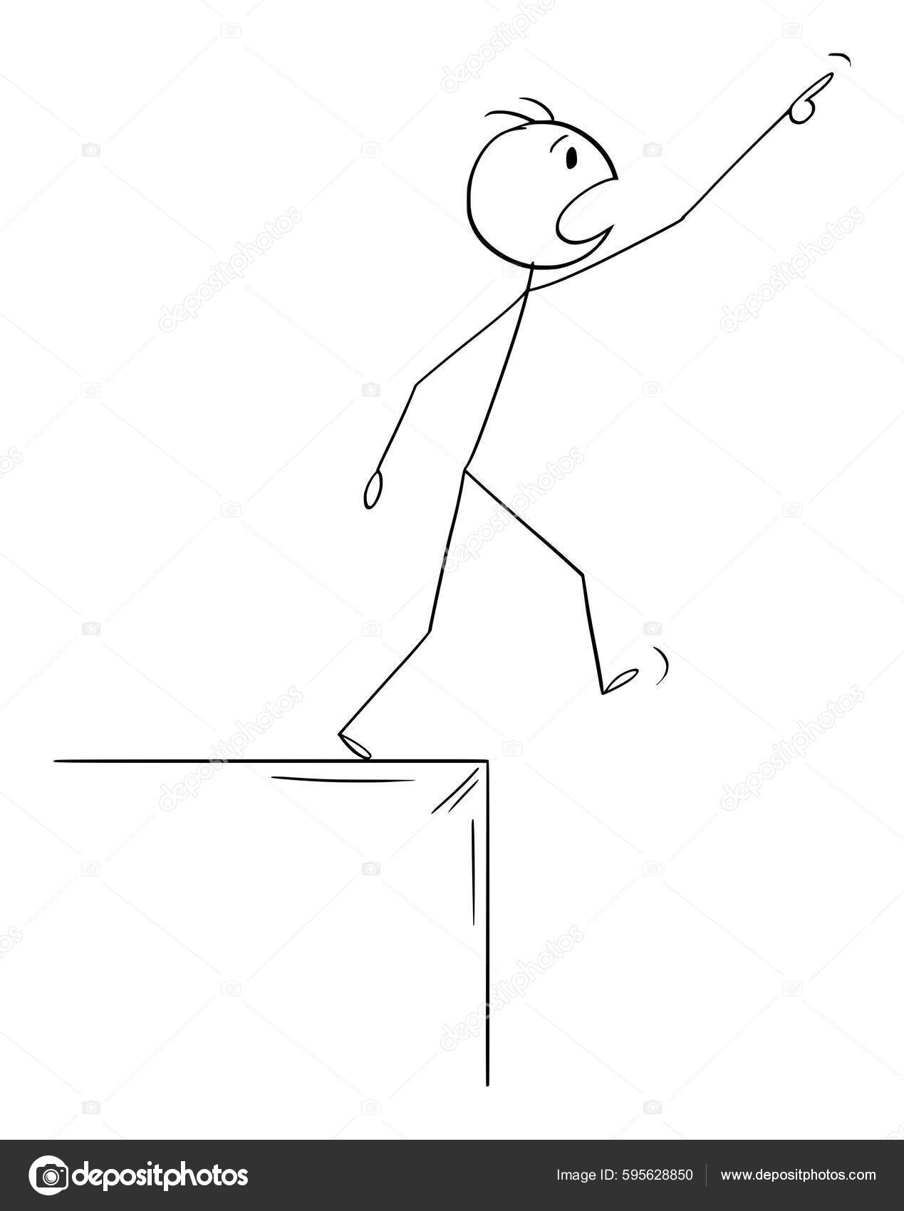 Person Pointing Looking Something Falling Vector Cartoon Stick Figure ...