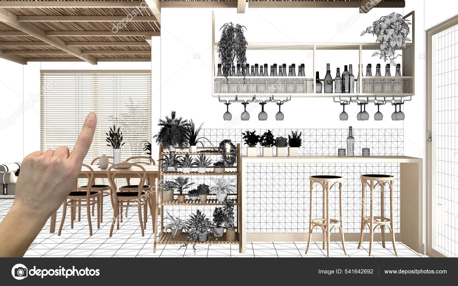 Unfinished Project Construction Draft Concept Interior Design Sketch ...