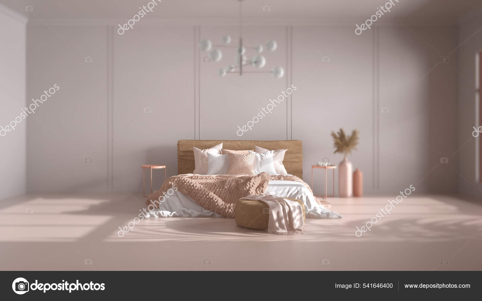 Interior Design Depth Field Classic Background Copy Space Empty Bedroom ...