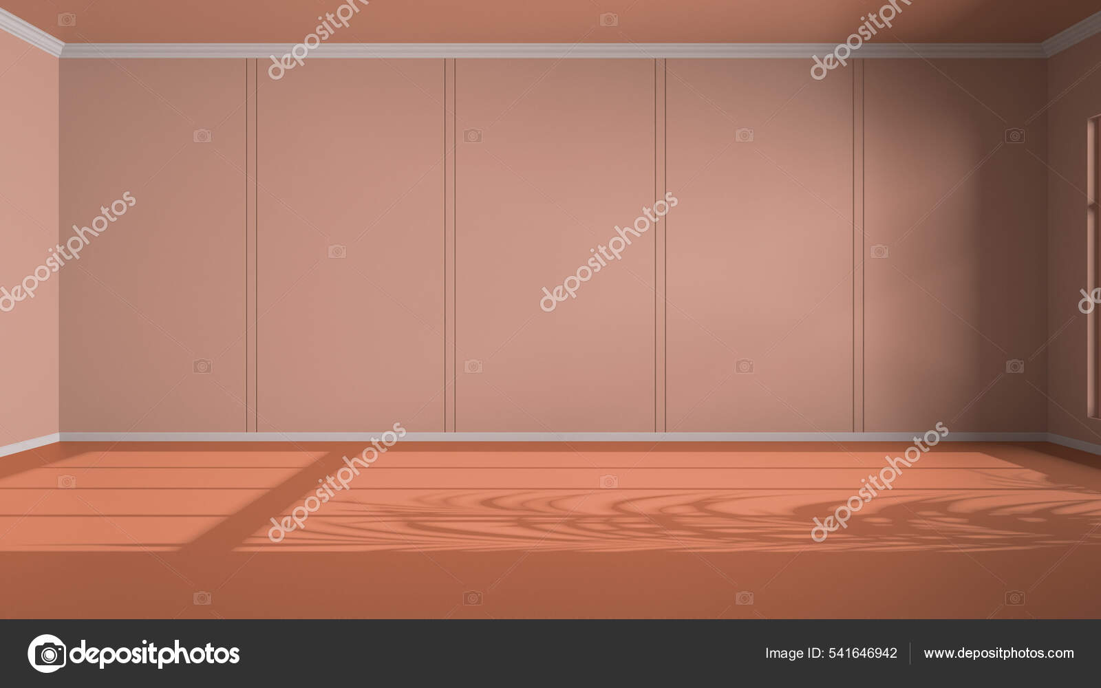 Empty Room Interior Design Orange Tones Open Space Walls Trim — Stock ...