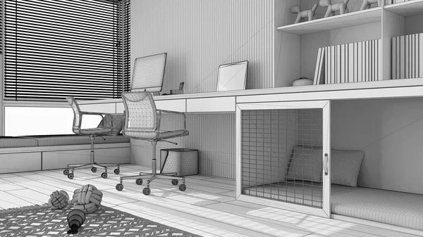 Unfinished project draft, smart working, pet friendly corner office ...