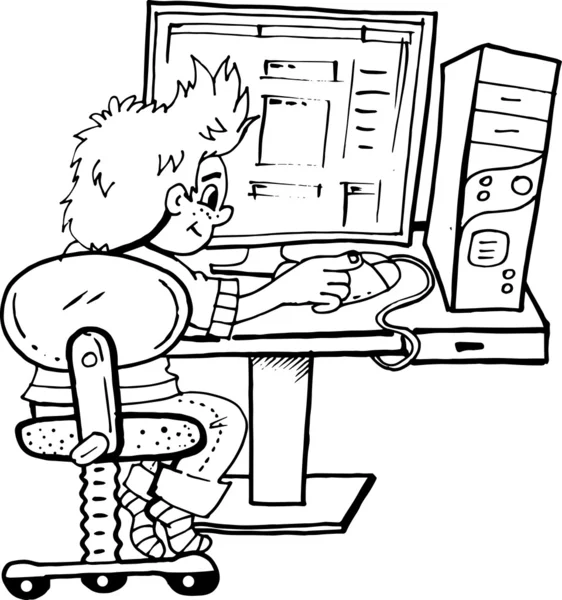 Cartoon Businessman Computer Stock Vector Image by ©ronleishman #13951691