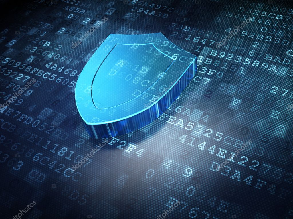 Security concept: blue shield on digital background — Stock Photo ...