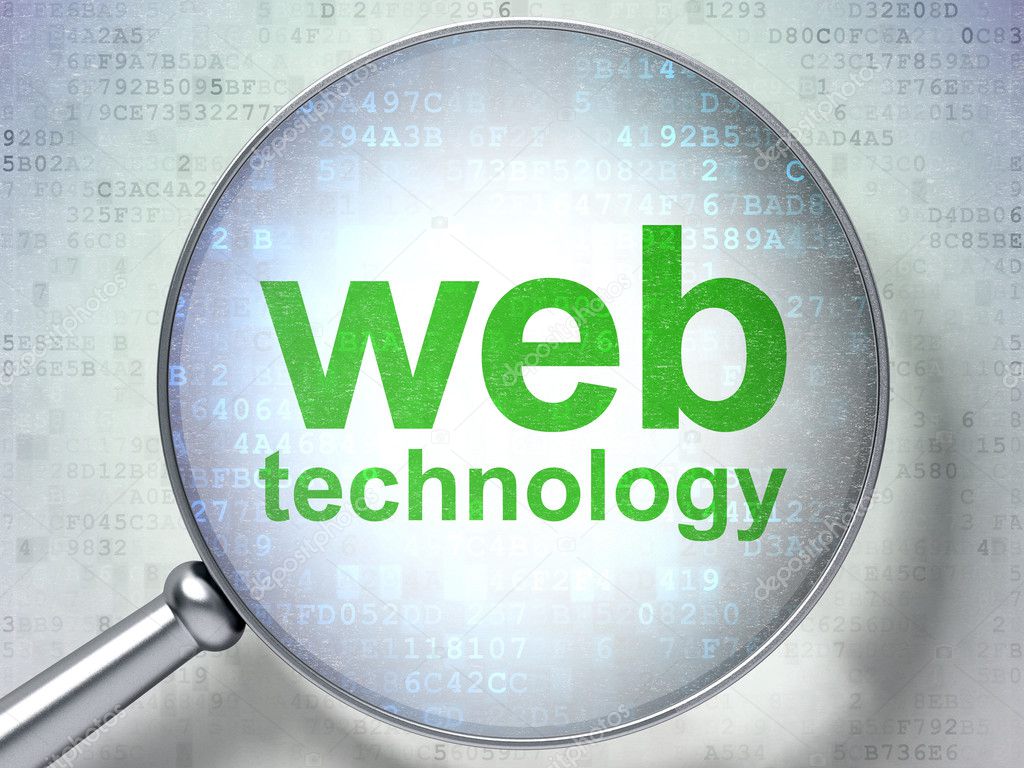 SEO web development concept: optical glass with words Web Techno ...