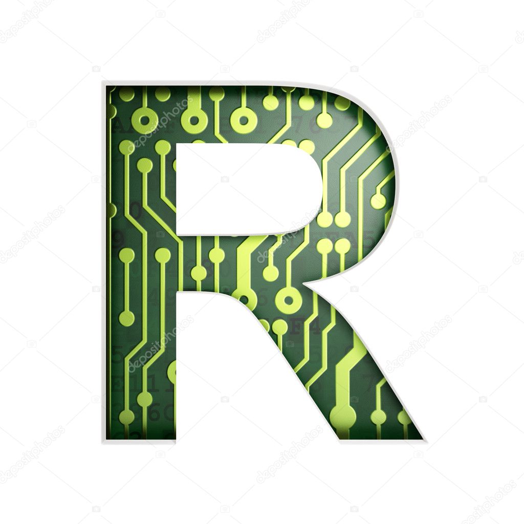 Electric curcuit board letters and numbers collection: R isolate ...