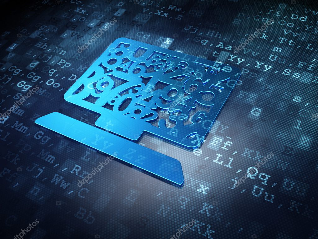Education concept: Blue Computer Pc on digital background Stock Photo ...