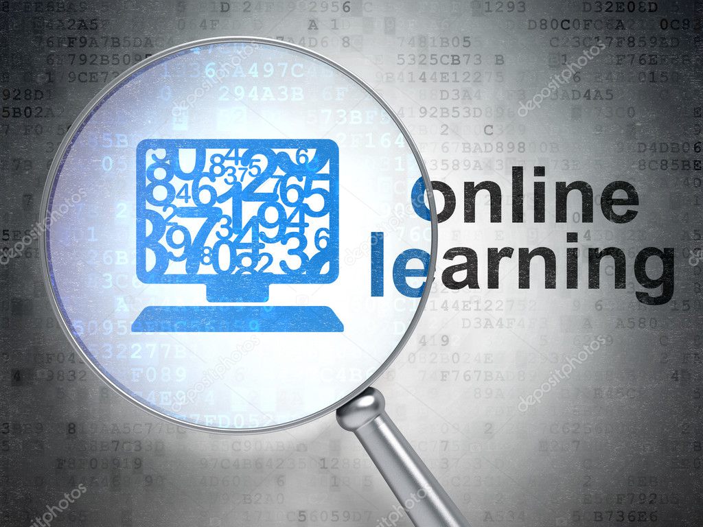 Education concept: Computer Pc and Online Learning with optical — Stock ...
