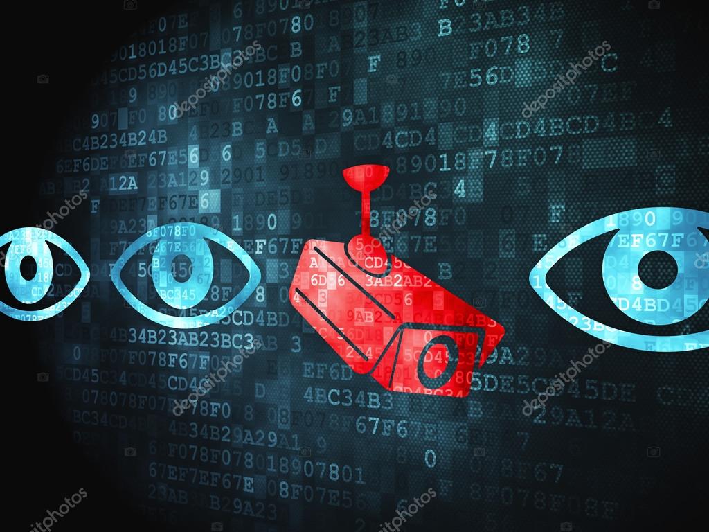 Privacy concept: Camera And Eye on digital background Stock Photo by ...