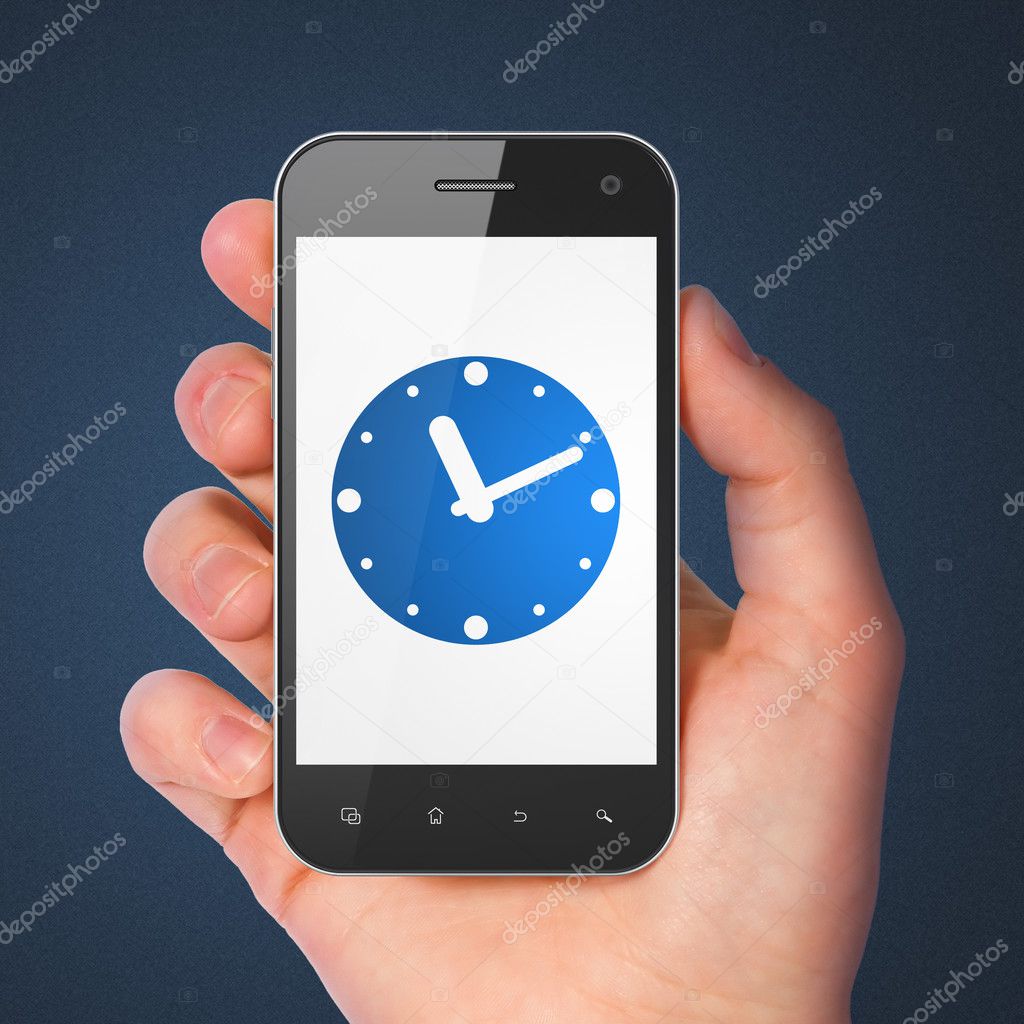 Timeline concept: Clock on smartphone Stock Photo by ©maxkabakov 32596815