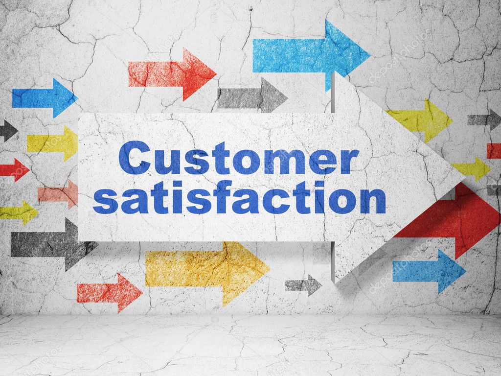 Advertising concept: arrow Customer Satisfaction on grunge wall — Stock ...