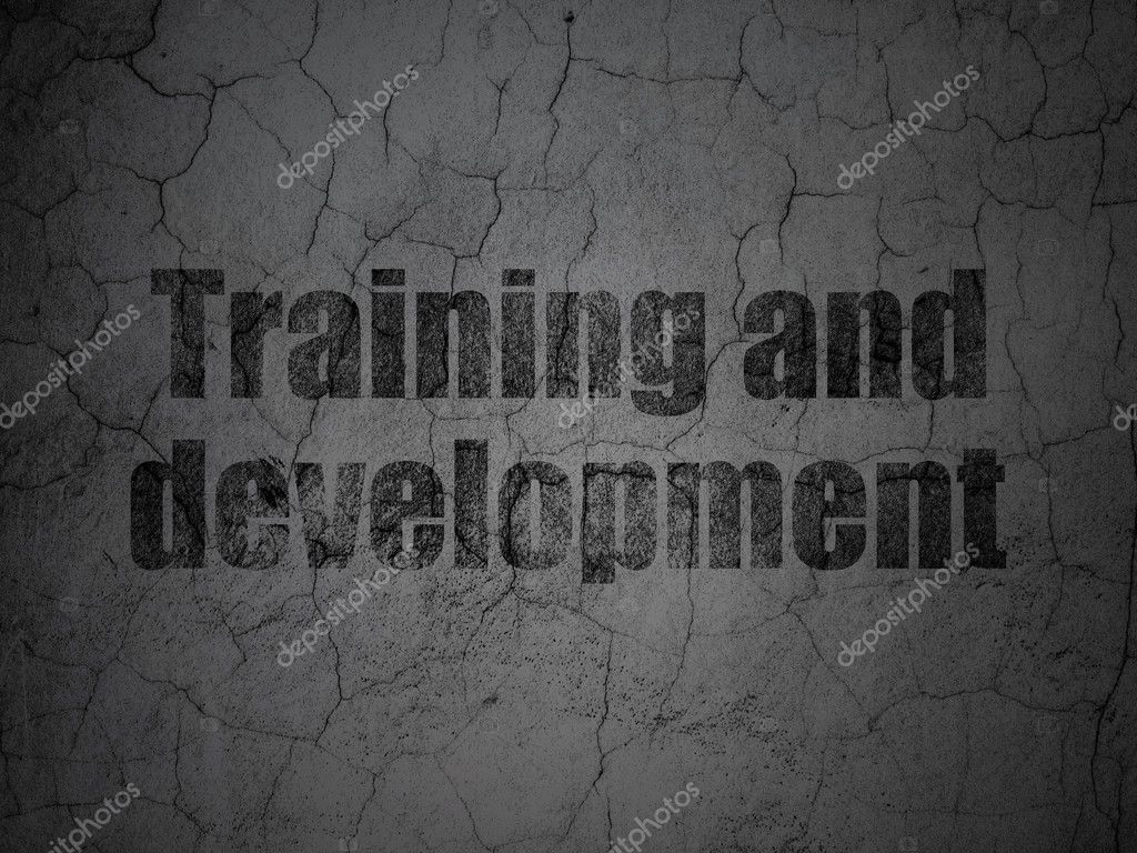 Education concept: Training and Development on grunge wall — Stock ...