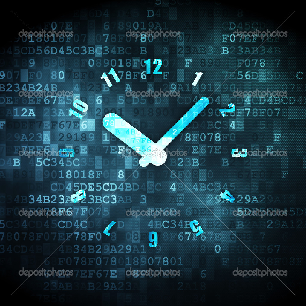 Timeline concept: Clock on digital background Stock Photo by ...
