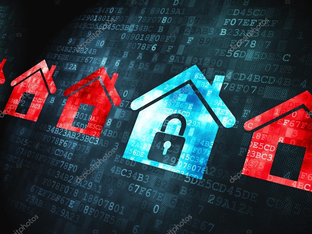 Privacy concept: Home on digital background Stock Photo by ©maxkabakov ...