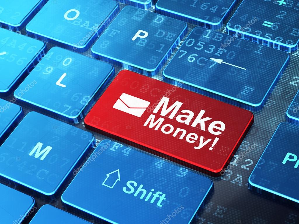 Finance concept: Email and Make Money! on computer keyboard background ...