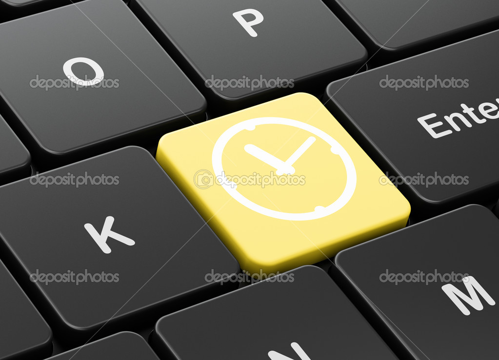 Timeline concept: Clock on computer keyboard background Stock Photo by ...
