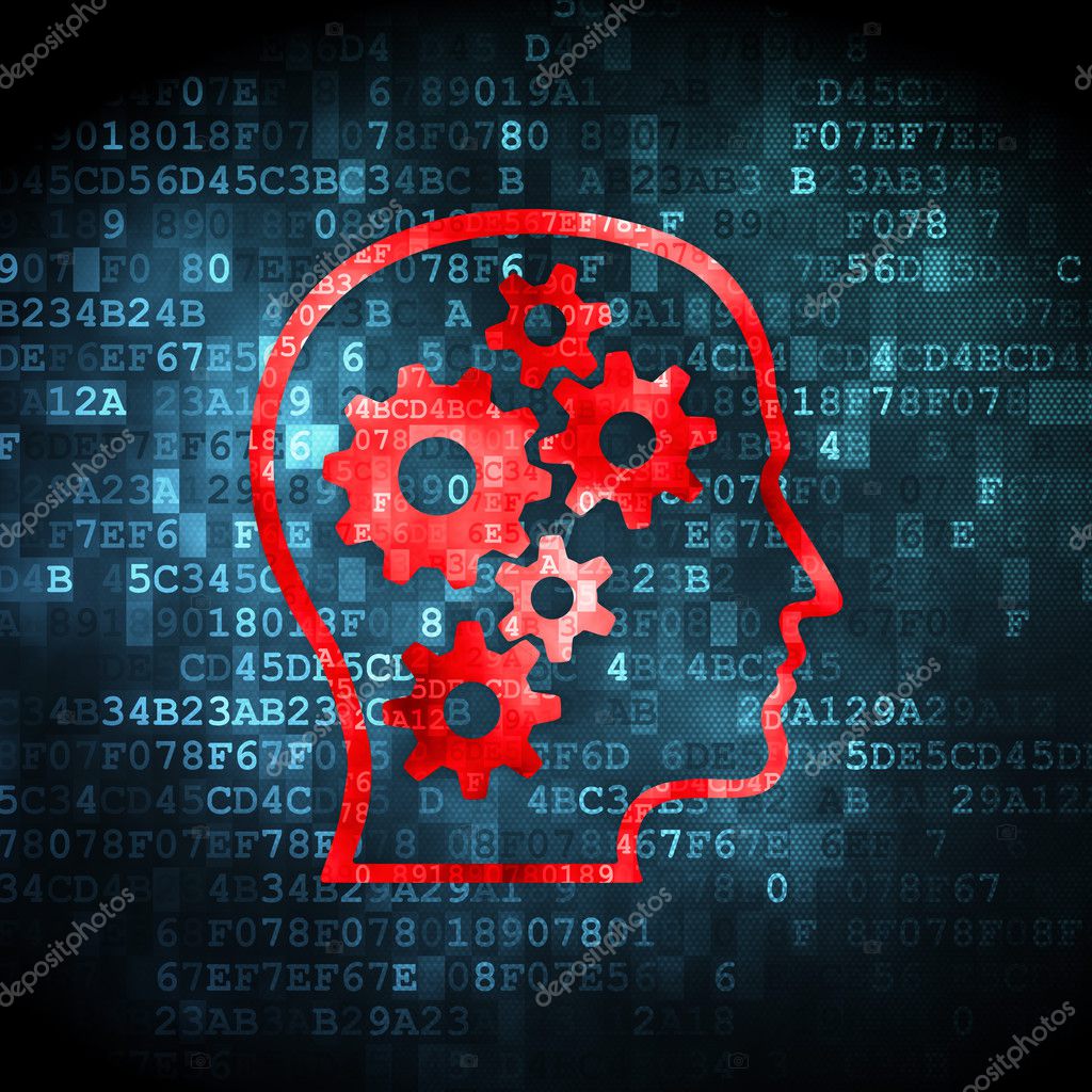 Education concept: Head With Gears on digital background Stock Photo by ...