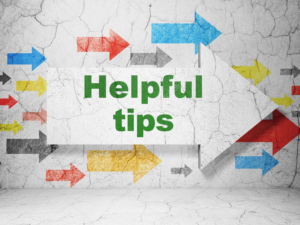 Education concept: arrow with Helpful Tips on grunge wall background ...
