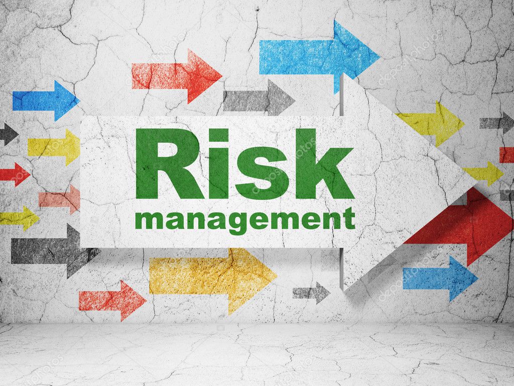 Business concept: arrow with Risk Management on grunge wall background ...