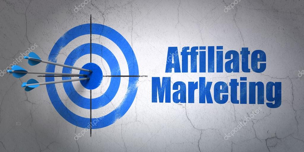 Finance concept: target and Affiliate Marketing on wall background ...