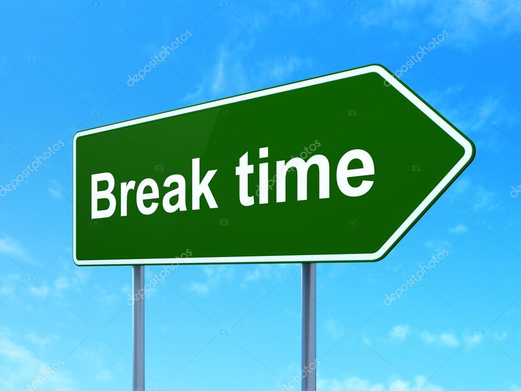 Time concept: Break Time on road sign background — Stock Photo ...