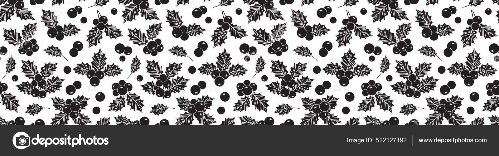 Holly Berry Leaf Vector Seamless Pattern Christmas Branch Repeat ...