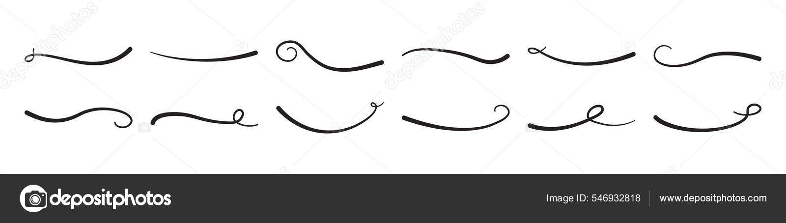 Swoosh Swash Swish Vector Line Icon Black Underline Set Hand Stock ...
