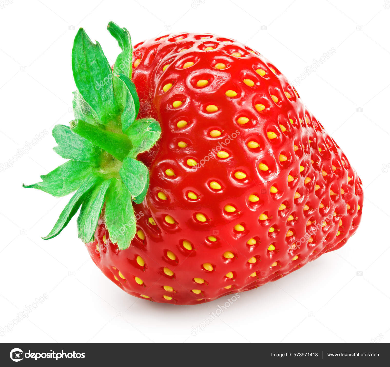 Single Strawberry Isolated White Background Macro Clipping Path Stock ...