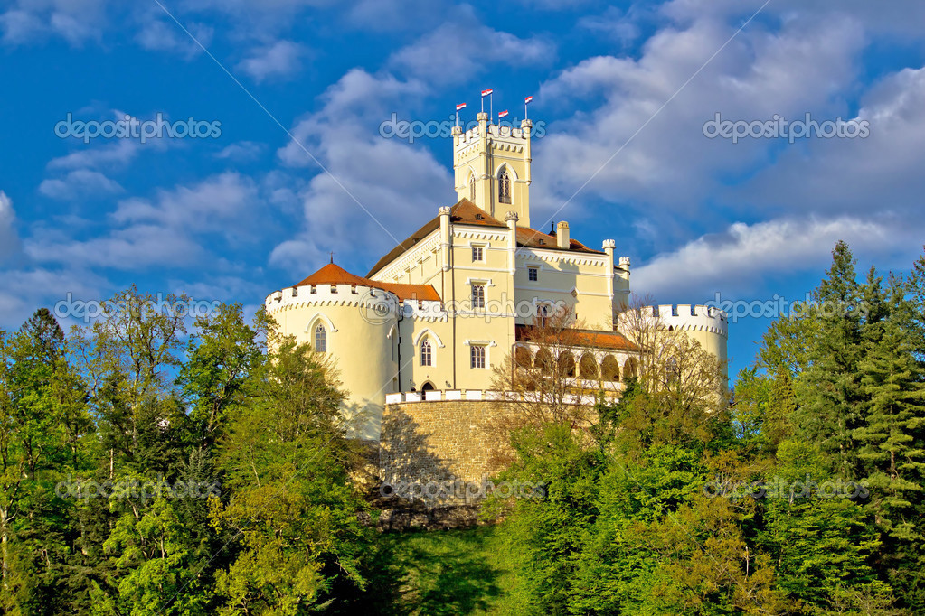 Colorful castle on green hill — Stock Photo © xbrchx #45294655