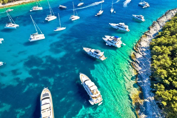 Aerial Panoramic View Palmizana Sailing Cove Turquoise Beach Pakleni ...