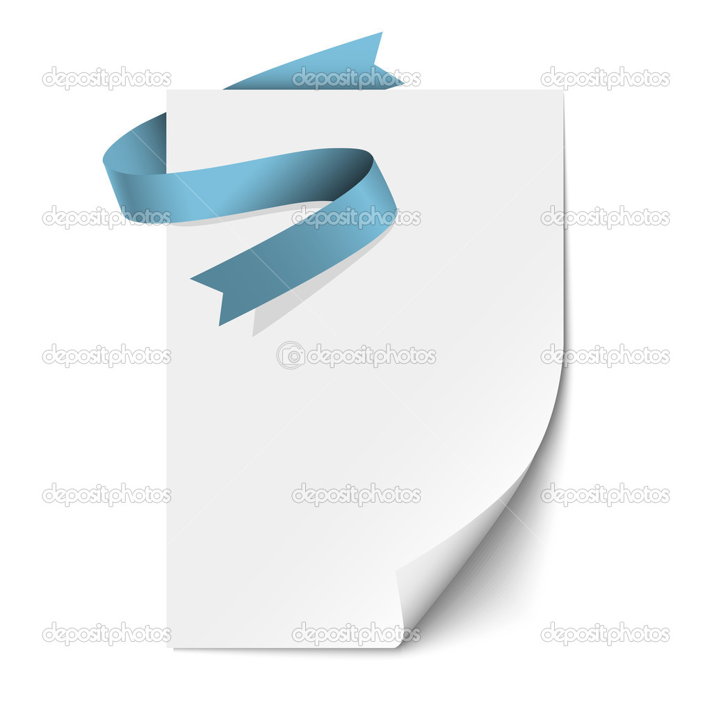 Sheet paper and blue ribbon Stock Vector Image by ©A-R-T-U-R #30443477