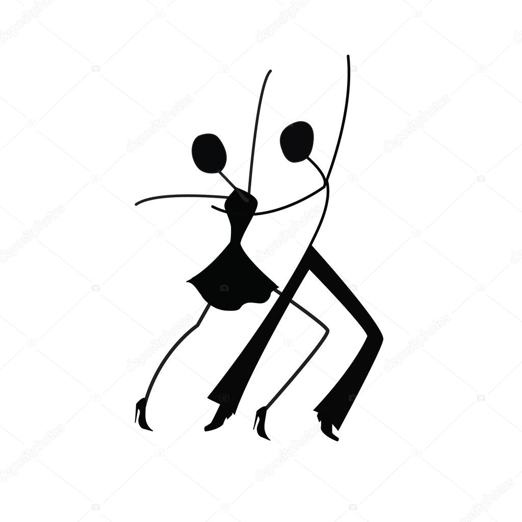 Dancing man and woman, stick figure Stock Vector by ©nataliashein 33882733