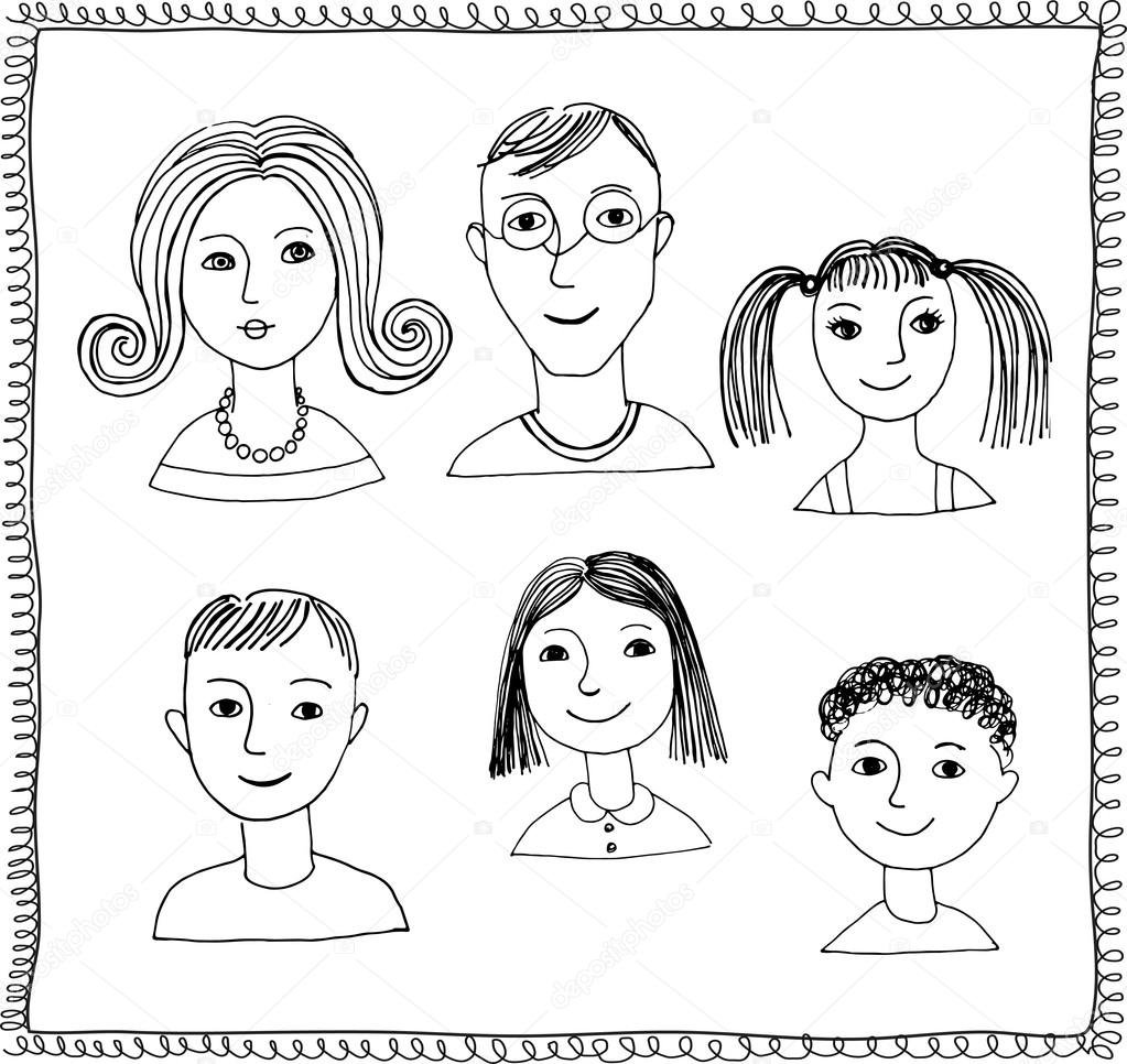 Doodle faces Stock Vector by ©nataliashein #48012553