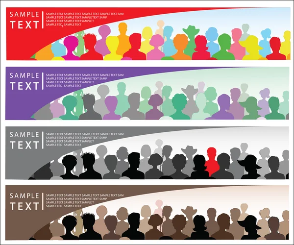 Set of banners with crowd and place for a text. Stock Vector Image by ...