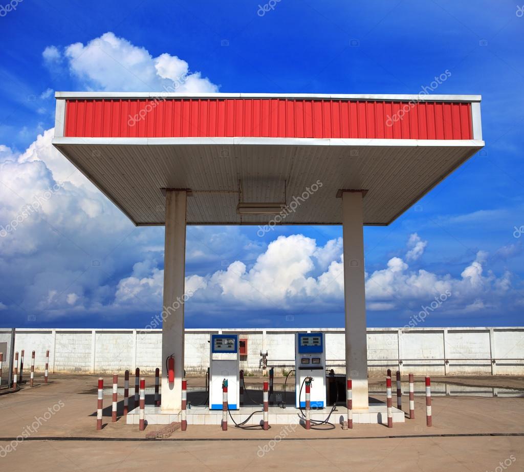 Gas lpg station with beautiful blue sky background — Stock Photo ...