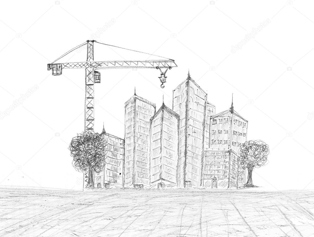 Sketching of building construction Stock Photo by ©khunaspix 25722539