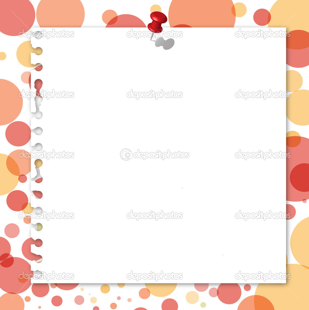 Blank note paper with pin on colorful circle background Stock Vector by ...
