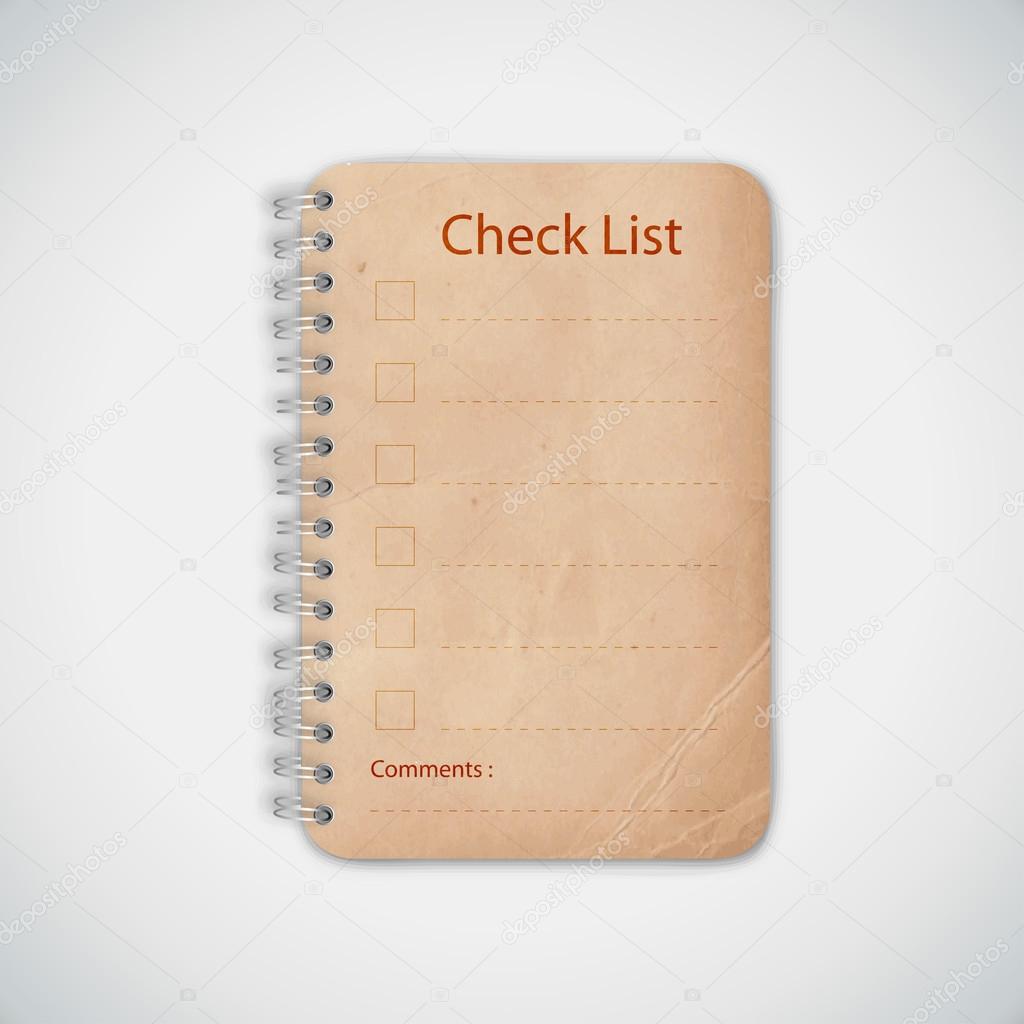 Checkliste altes Notizbuch Stock-Vektorbild von ©89studio 30870559