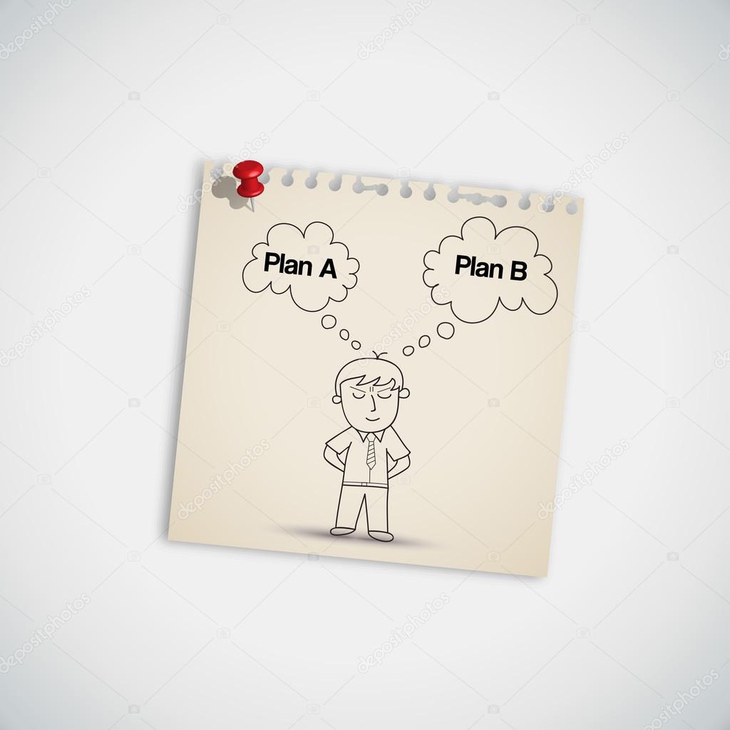 Businessman Thinking about Plan A and Plan B on Note Paper Stock Vector ...