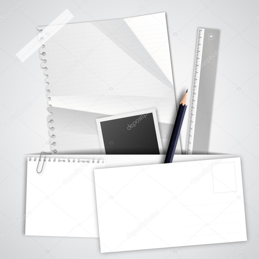 Set Of Paper Pencil Ruler Stock Vector Image by ©89studio #30872057