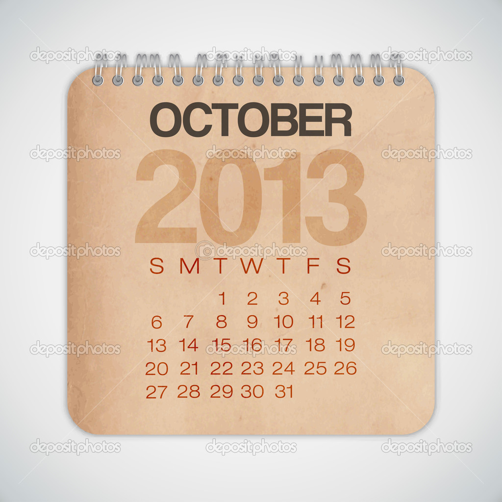 2013 Calendar October Grunge Texture Notebook Stock Vector Image by ...