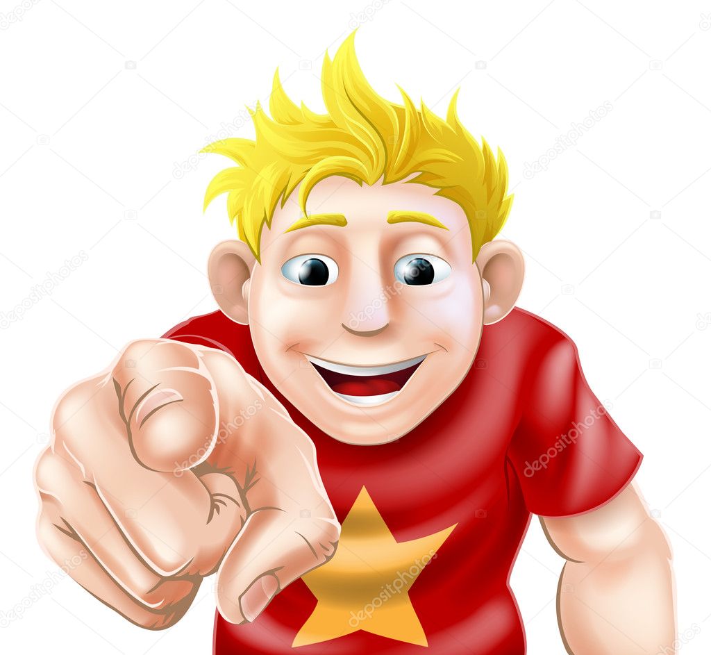 Cartoon Guy Pointing At You