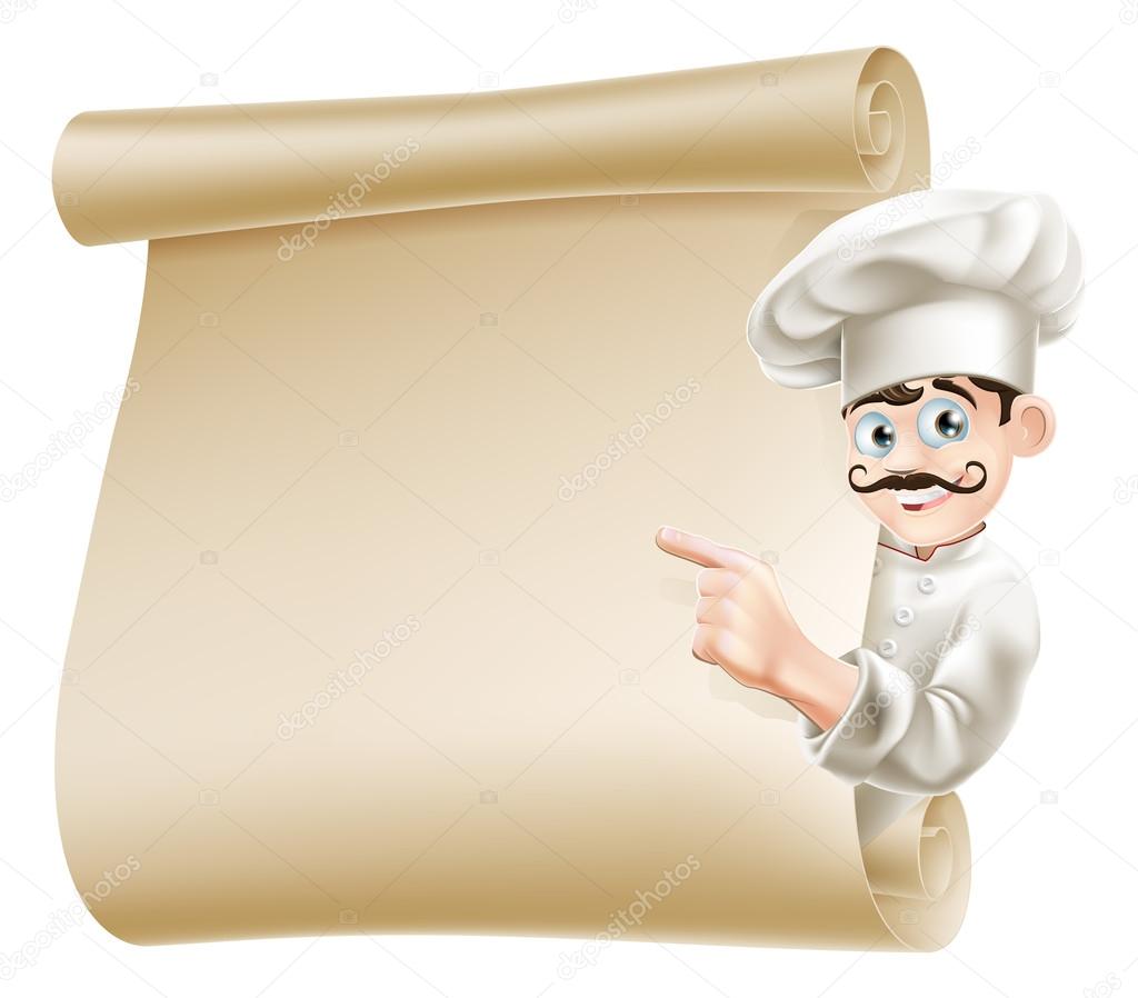 Chef apuntando al menú Vector de stock por ©Krisdog 27492053